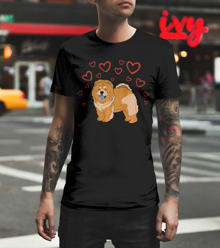 Chow Chow Surrounded By Hearts Valentine Love T-Shirt