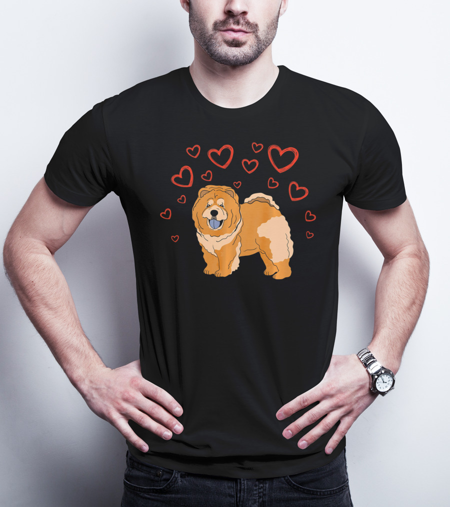 Chow Chow Surrounded By Hearts Valentine Love T-Shirt