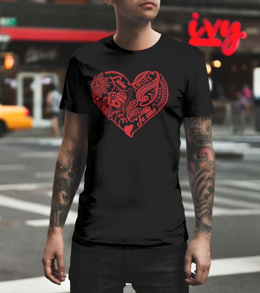 Red Heart Liebe Amor Love Te Amo Am T-Shirt
