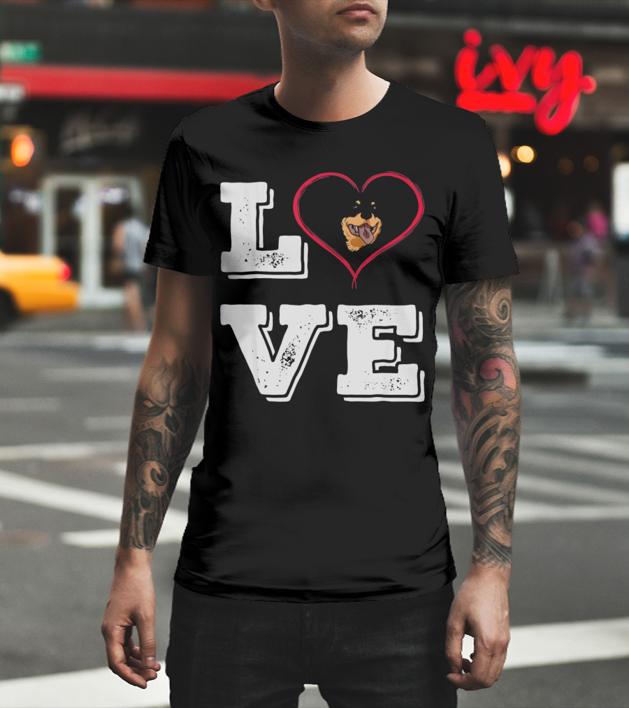 LOVE Rottweiler Lover Dog Heart Face T-Shirt