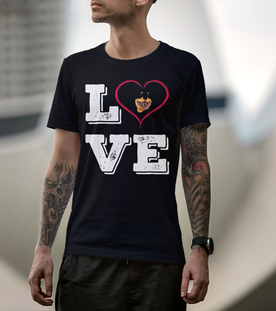 LOVE Rottweiler Lover Dog Heart Face T-Shirt