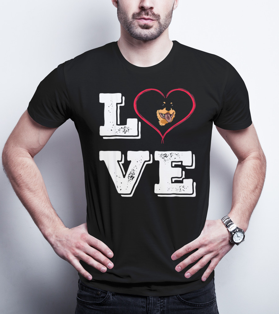 LOVE Rottweiler Lover Dog Heart Face T-Shirt