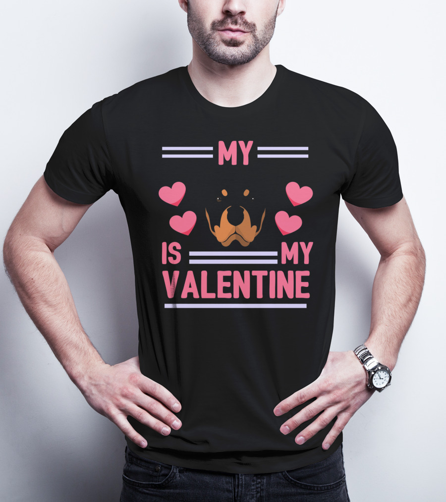 Rottweiler My Dog Is My Valentine Hearts T-Shirt