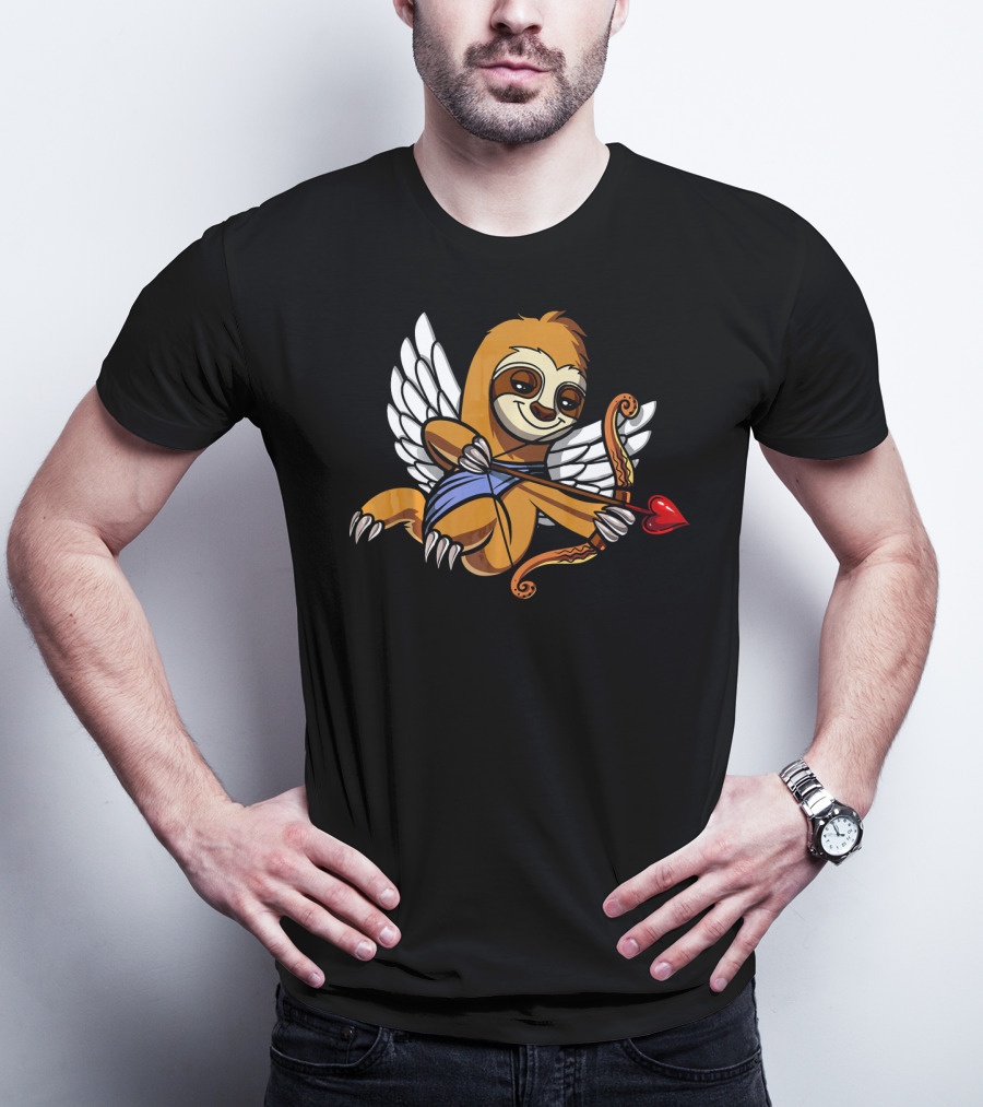 Sloth Cupid With Heart Arrow Valentines Day Love T-Shirt