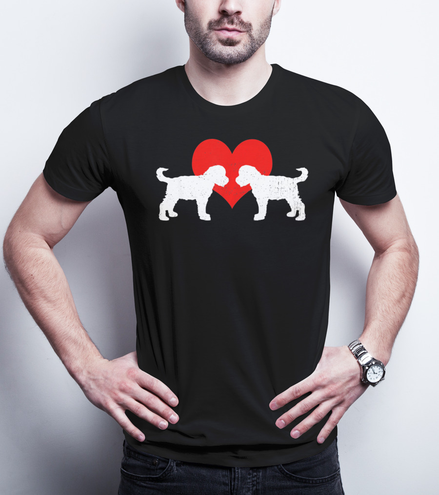 Schnoodle Heart Valentines Red Love Pair T-Shirt