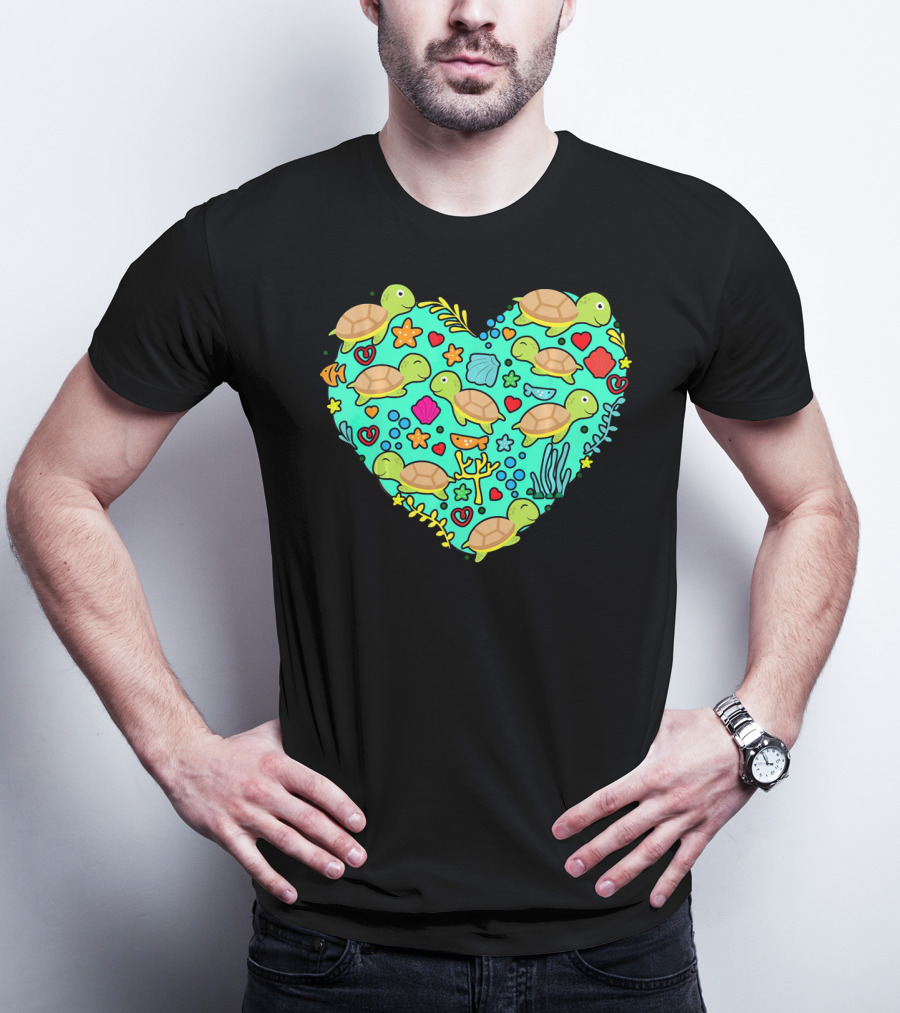 Sea Turtle Heart Valentine's Day T-Shirt