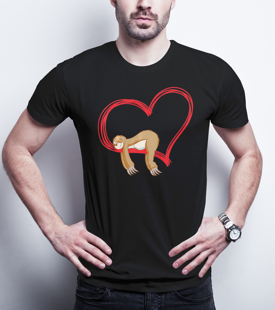 Sloth Lover Funny Sloth Heart Embrace T-Shirt