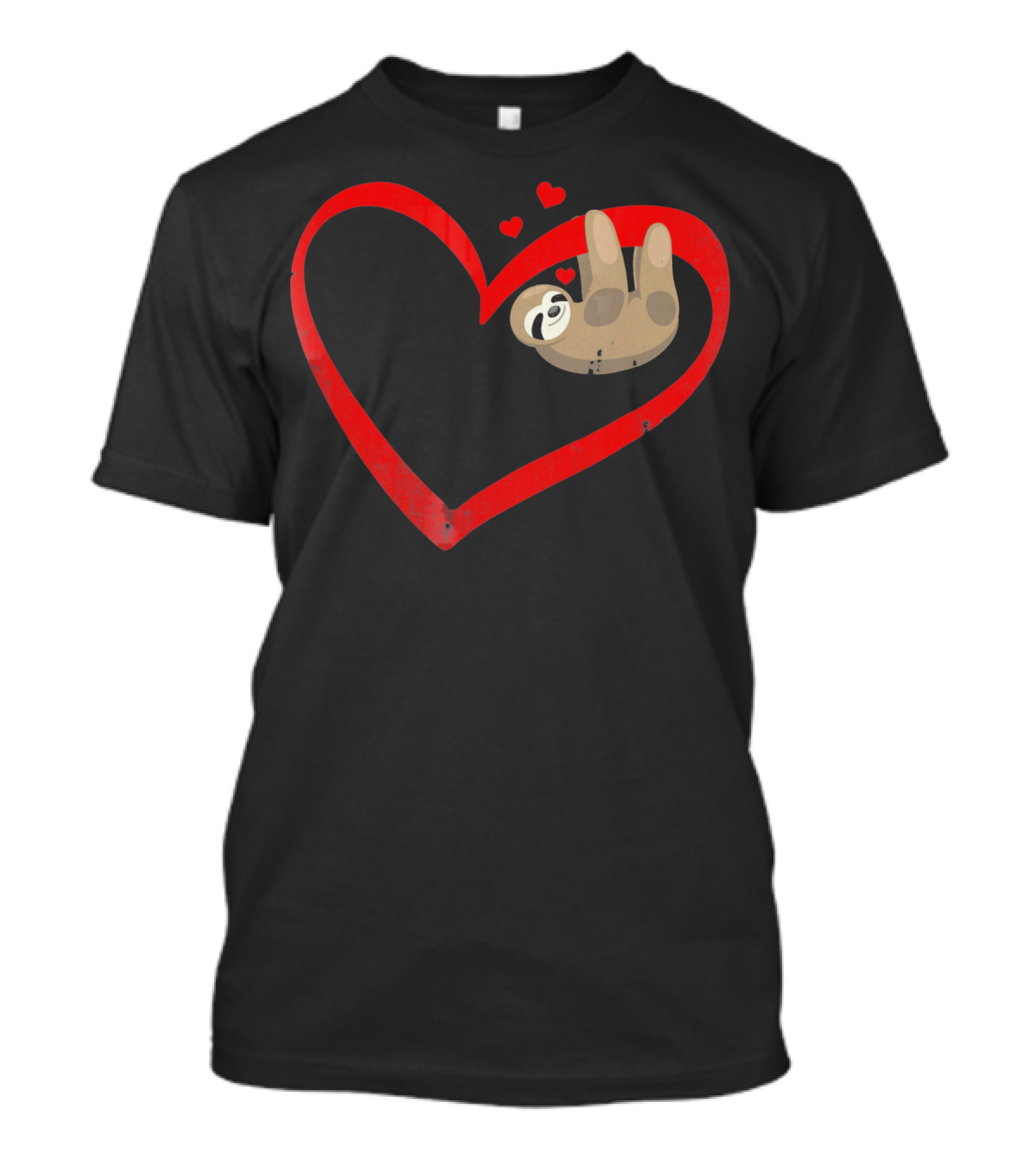 Sloth Heart Lazy Napping Cute Vale T-Shirt