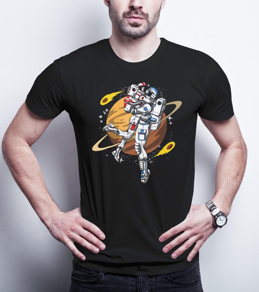 Space Astronaut Couple Valentines Day Planet Hug T-Shirt