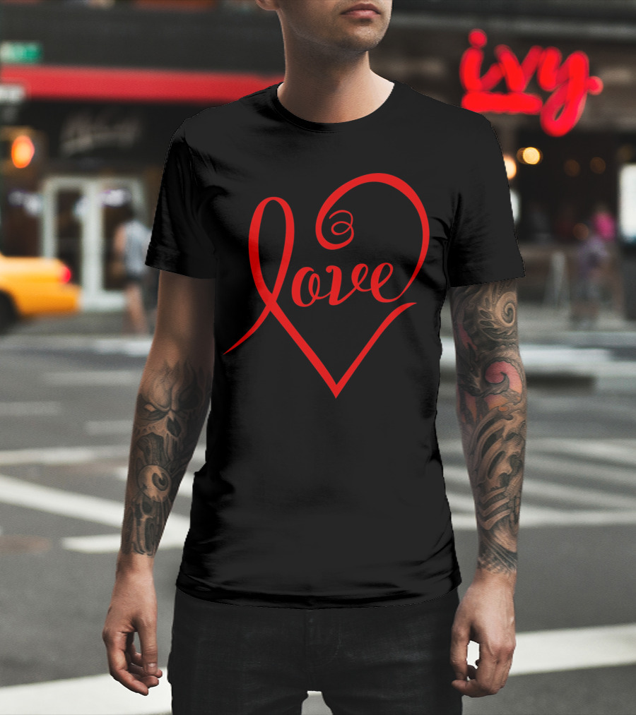 Stylish Heart Shape Love Valentine's Day T-Shirt