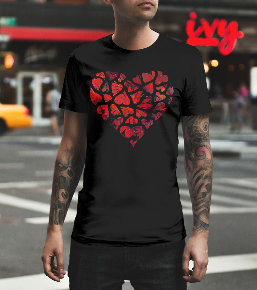 Tie Dye Style Romantic Heart Pattern For Couples T-Shirt