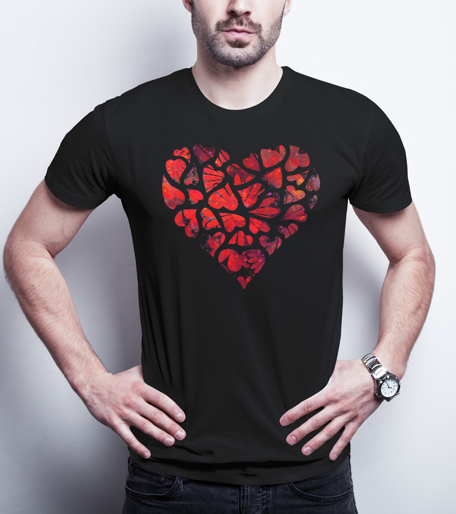Tie Dye Style Romantic Heart Pattern For Couples T-Shirt