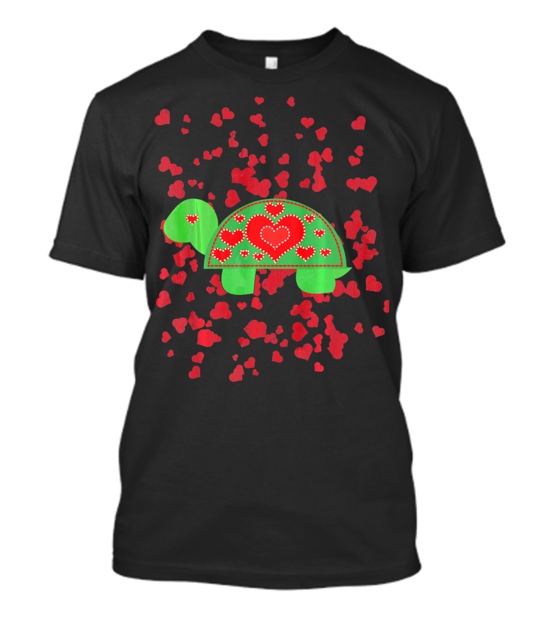 Toddler Valentines Day Turtle With Red Hearts Outfit Boy T-Shirt