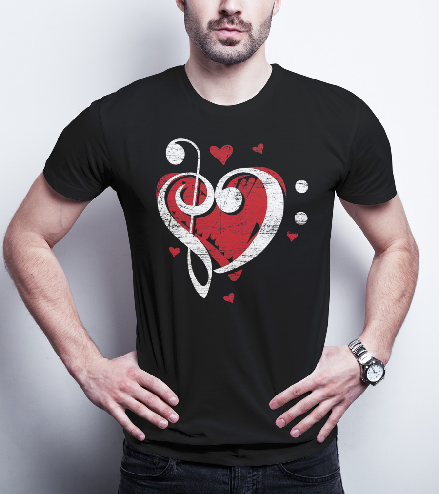 Treble Clef Heart Love Music T-Shirt