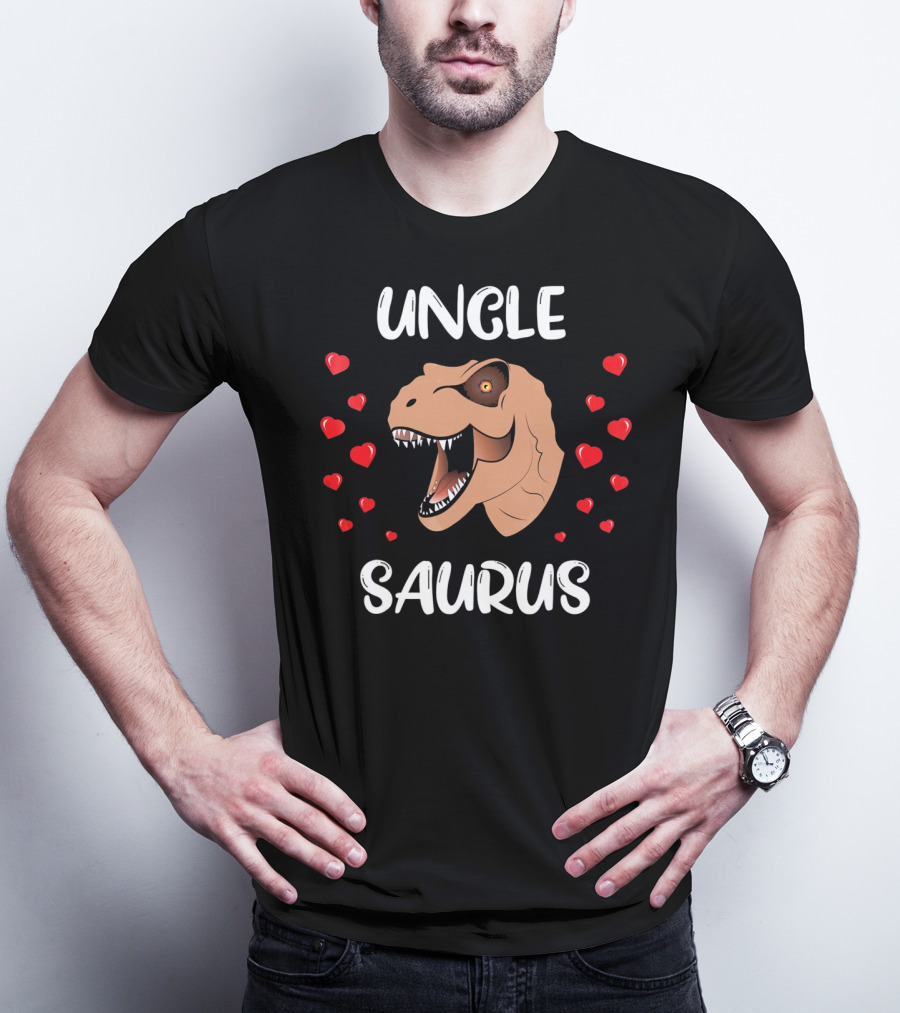 Uncle Saurus Valentine's Dinosaur With Hearts T-Shirt