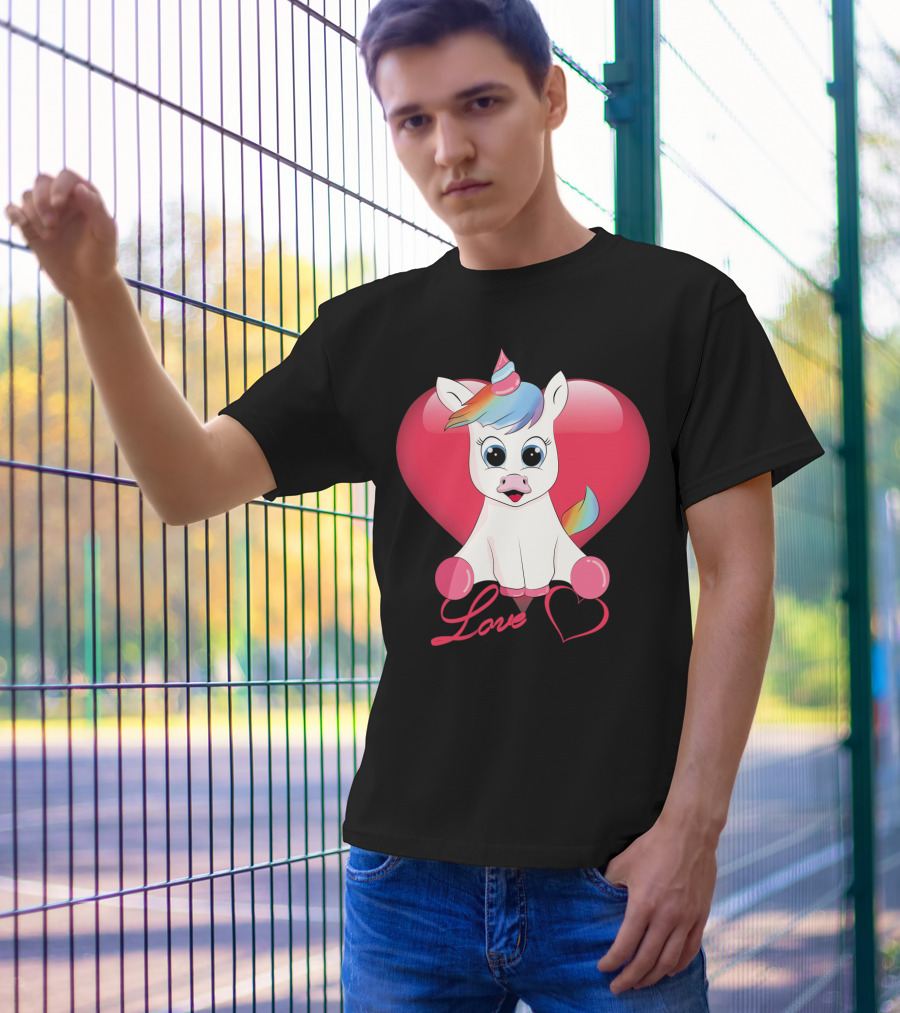 Love Unicorn Heart Valentines Day T-Shirt
