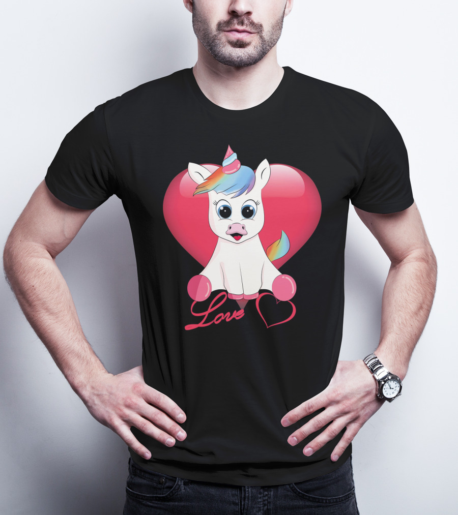 Love Unicorn Heart Valentines Day T-Shirt