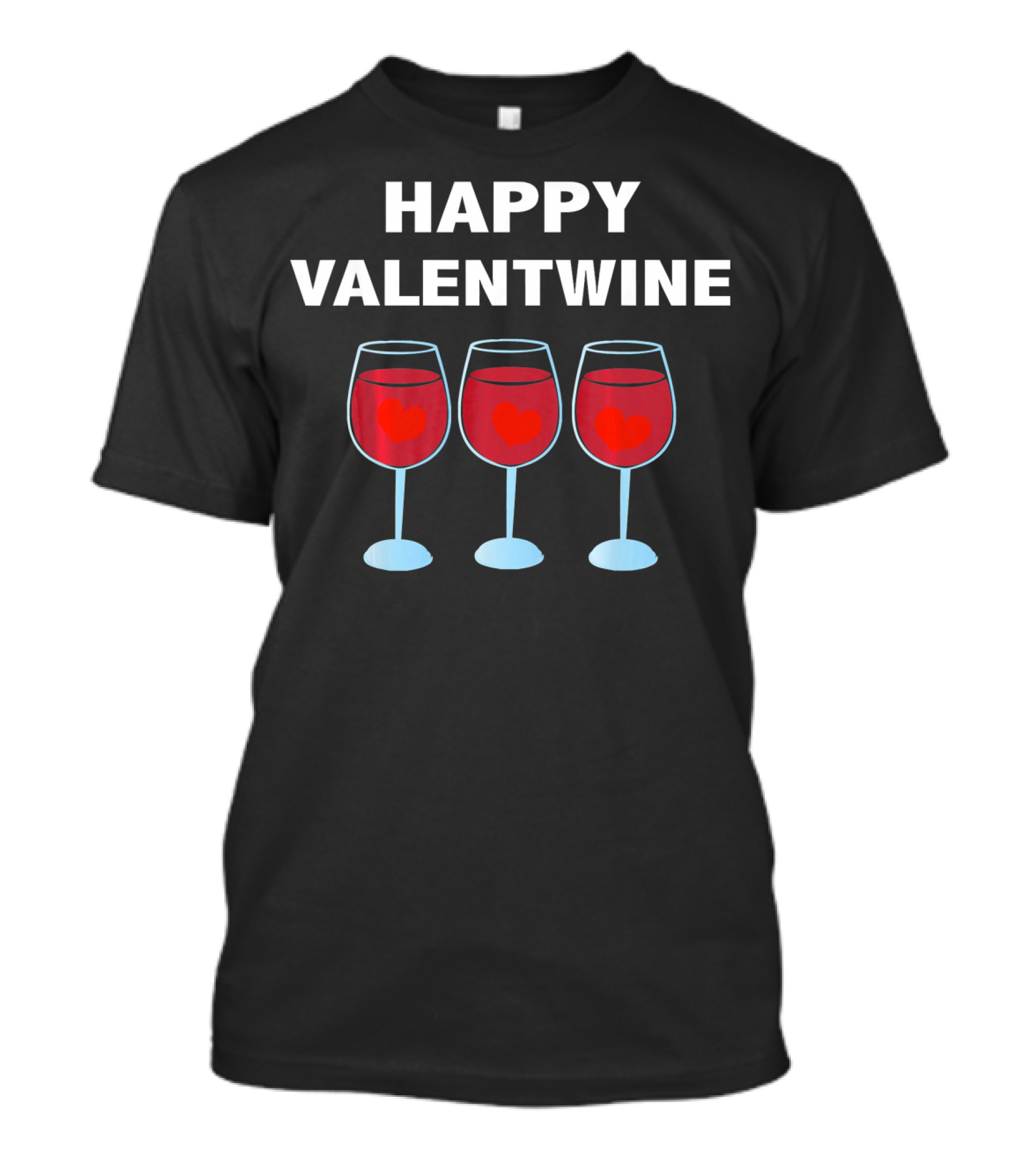Happy Valentwine With Three Heart-Filled Wine Glasses T-Shirt