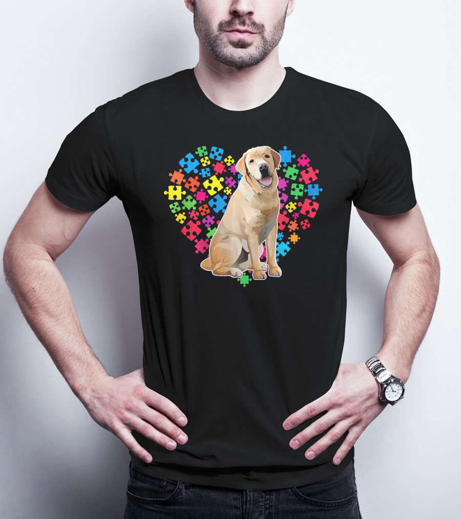 Labrador Dog Heart Puzzle Valentine T-Shirt