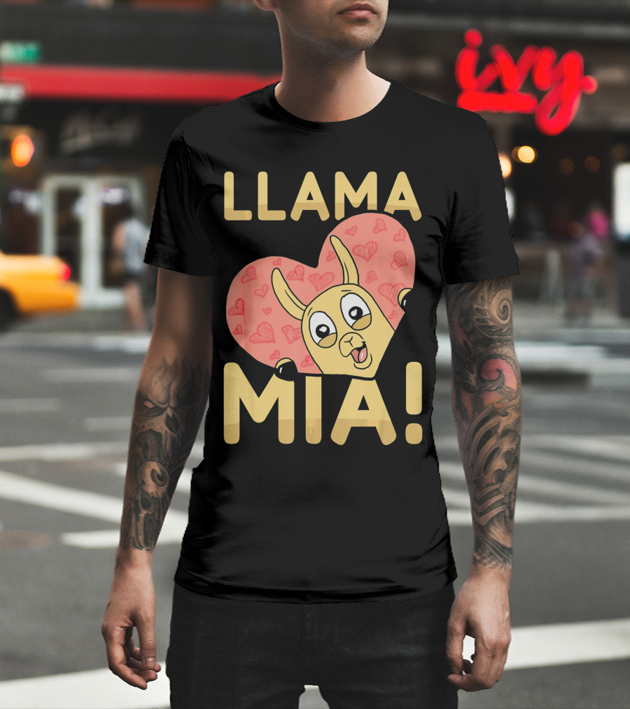 Llama Mia Love Heart Valentine's Day T-Shirt