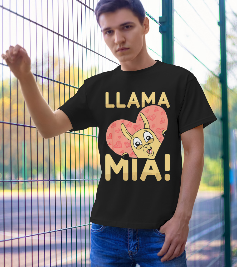 Llama Mia Love Heart Valentine's Day T-Shirt