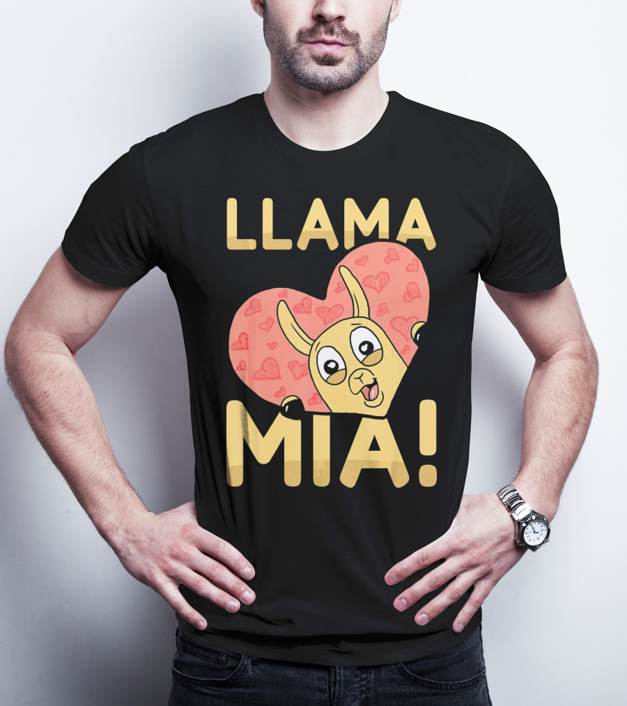 Llama Mia Love Heart Valentine's Day T-Shirt