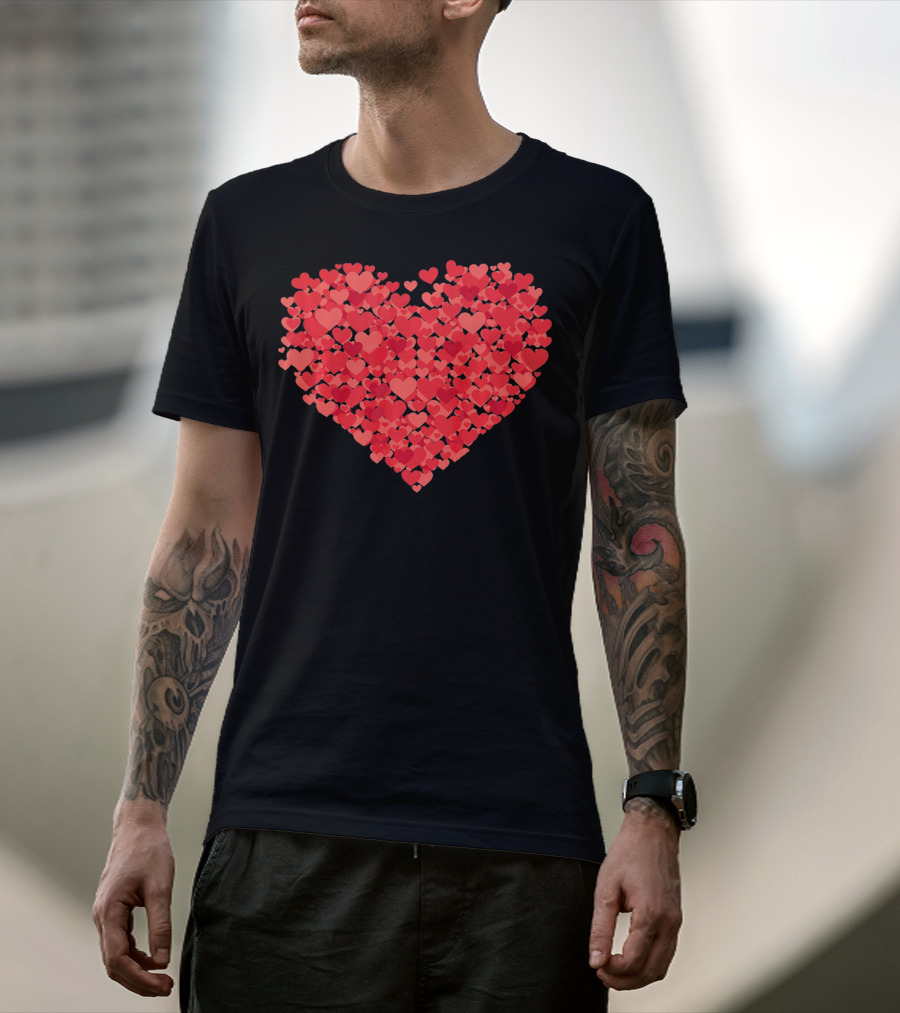 Lots Of Hearts Valentine's Day Heart In Many Shades Of Red T-Shirt