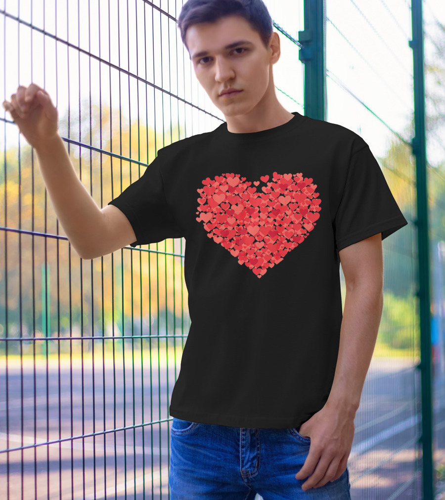 Lots Of Hearts Valentine's Day Heart In Many Shades Of Red T-Shirt