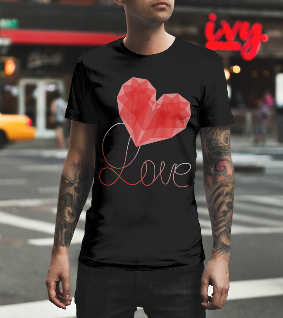 Love Heart Valentin Geometric T-Shirt