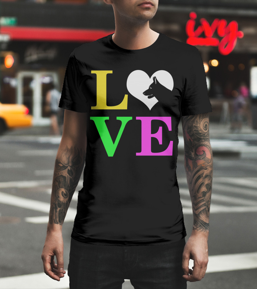 Love German Shepherd Mom Valentines Long Heart T-Shirt