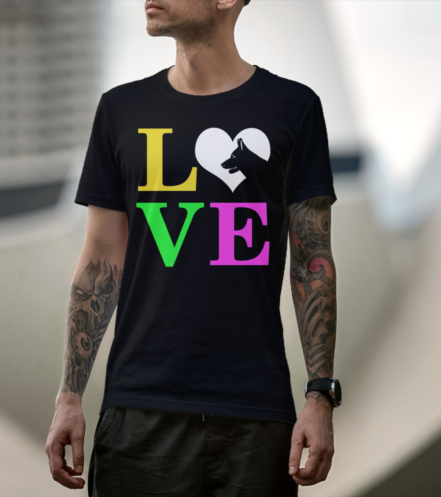 Love German Shepherd Mom Valentines Long Heart T-Shirt