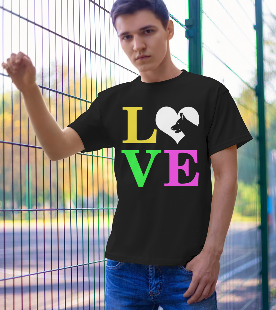 Love German Shepherd Mom Valentines Long Heart T-Shirt