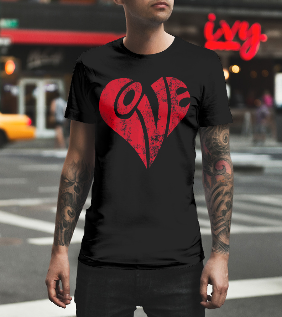 Vintage Red Love Heart T-Shirt