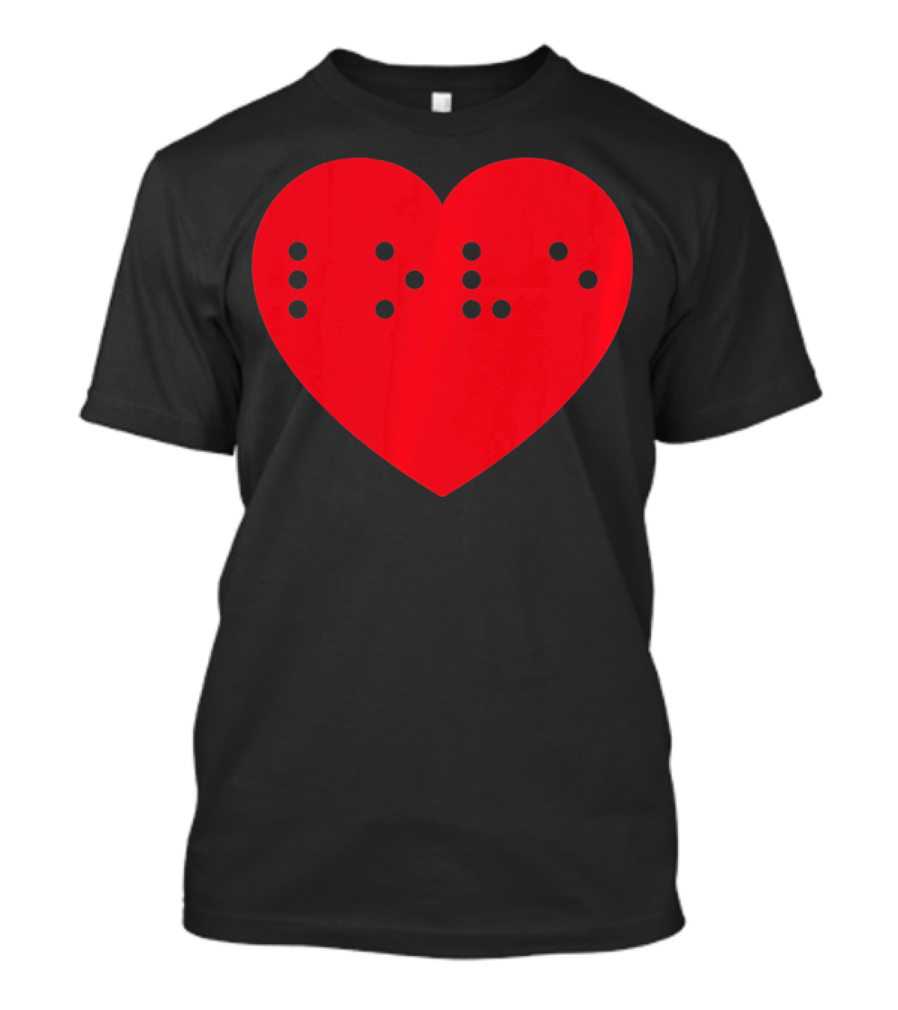 Love In Braille Inside Big Red Heart T-Shirt