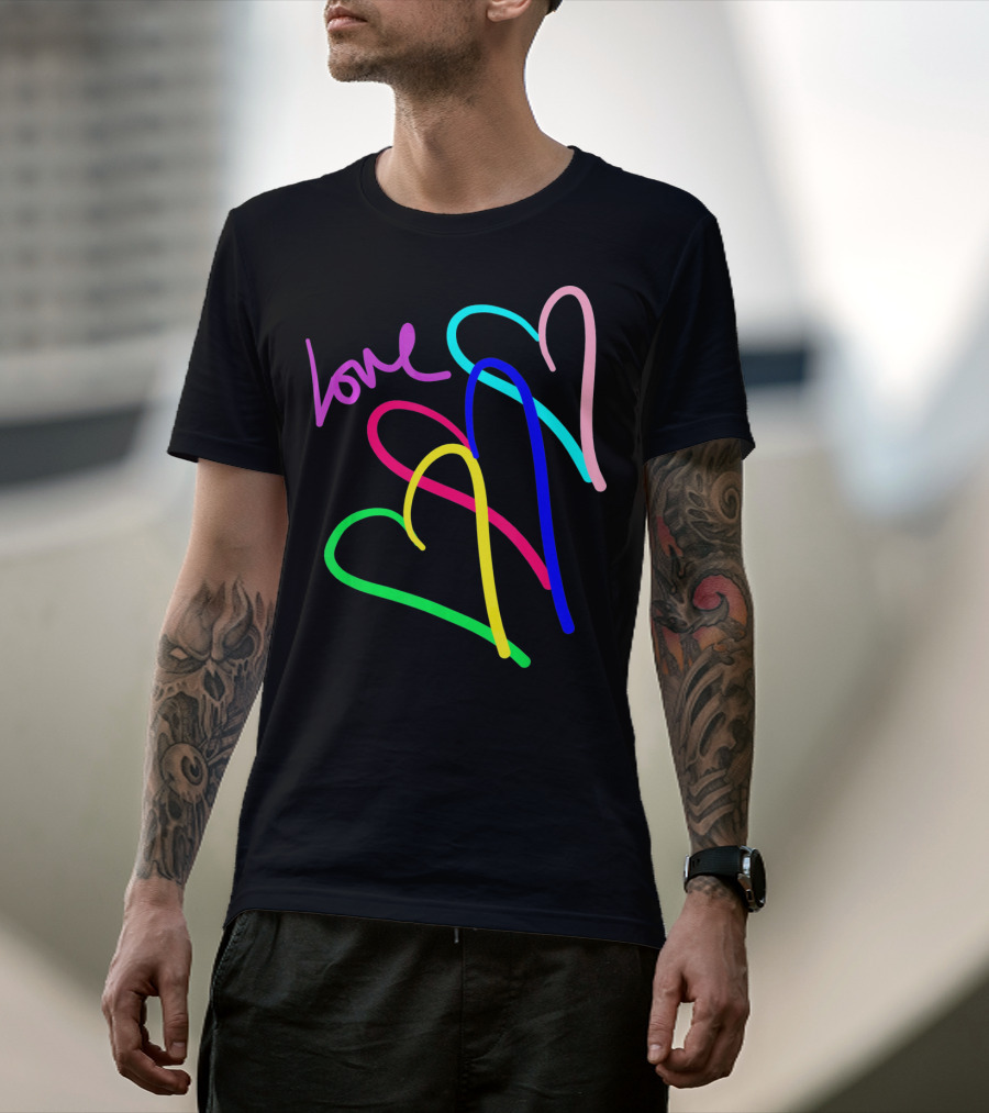 Love Neon Rainbow Hearts Connection Vale T-Shirt