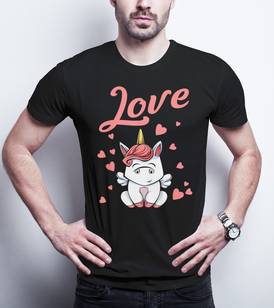 Love Unicorn Funny Valentines Day Hearts T-Shirt