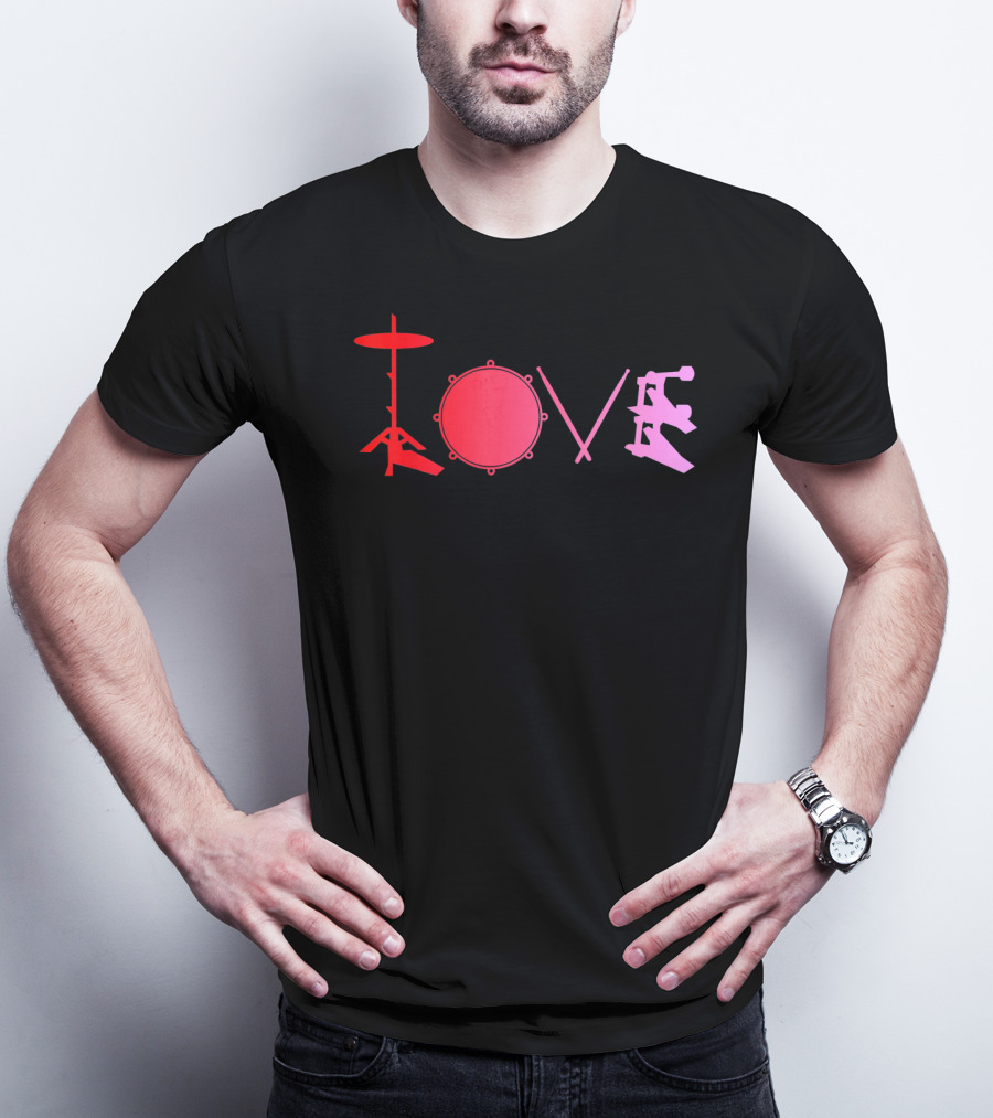 Love Valentines Day Drums Drum Set T-Shirt