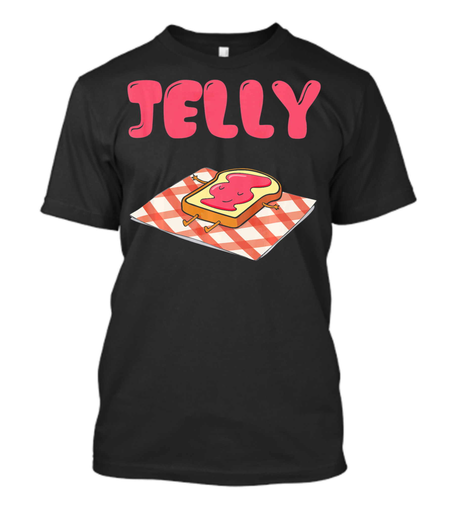 Jelly Sleeping On Toast With Red And White Checkered Blanket T-Shirt