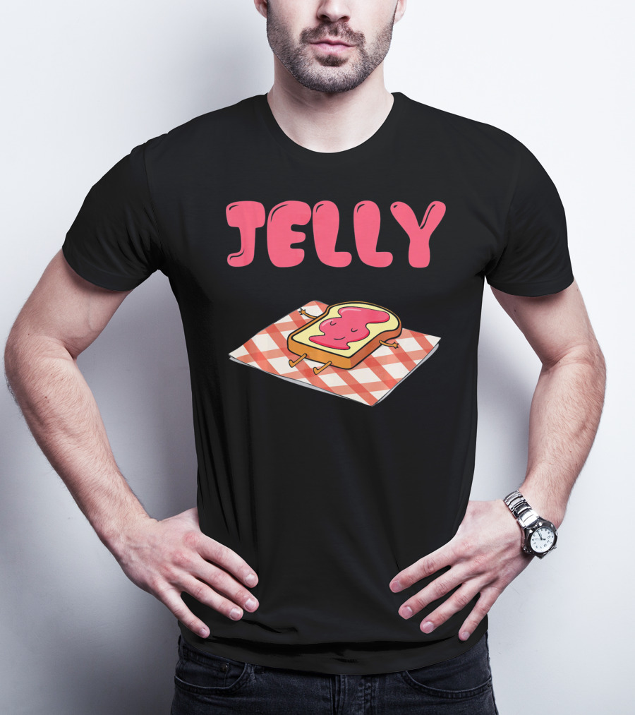 Jelly Sleeping On Toast With Red And White Checkered Blanket T-Shirt