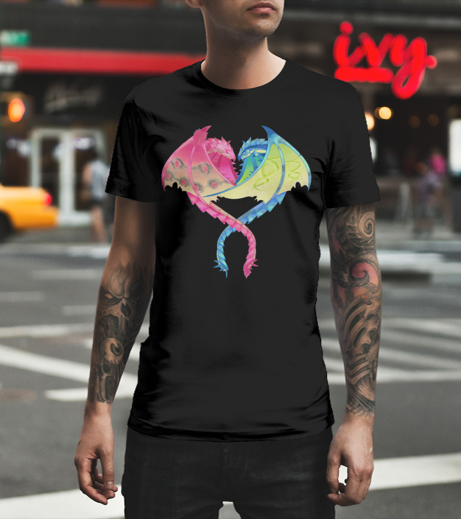 Monster Hunter Valentine Pink And Blue Dragon Heart T-Shirt