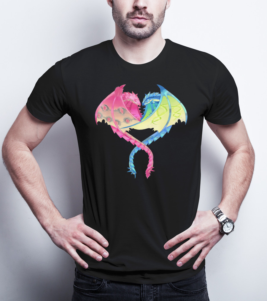 Monster Hunter Valentine Pink And Blue Dragon Heart T-Shirt