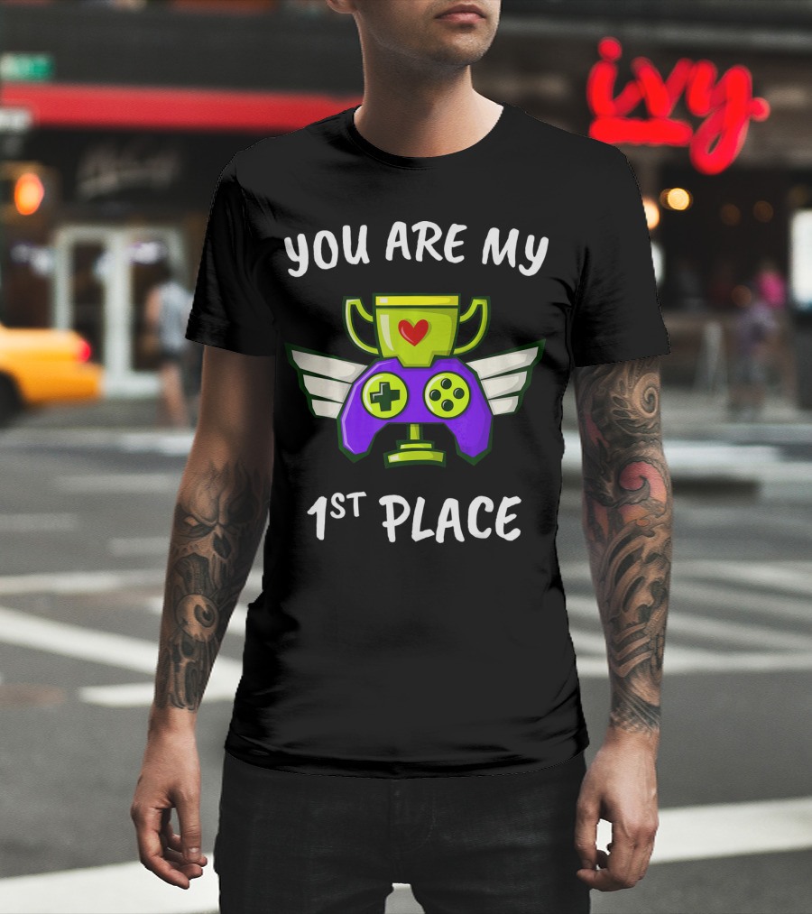 You Are My 1st Place Valentines Day Trophy Game Controller With Wings T-Shirt