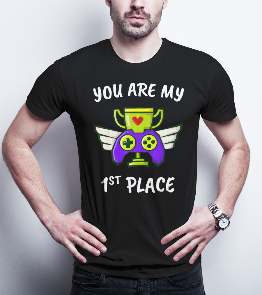 You Are My 1st Place Valentines Day Trophy Game Controller With Wings T-Shirt