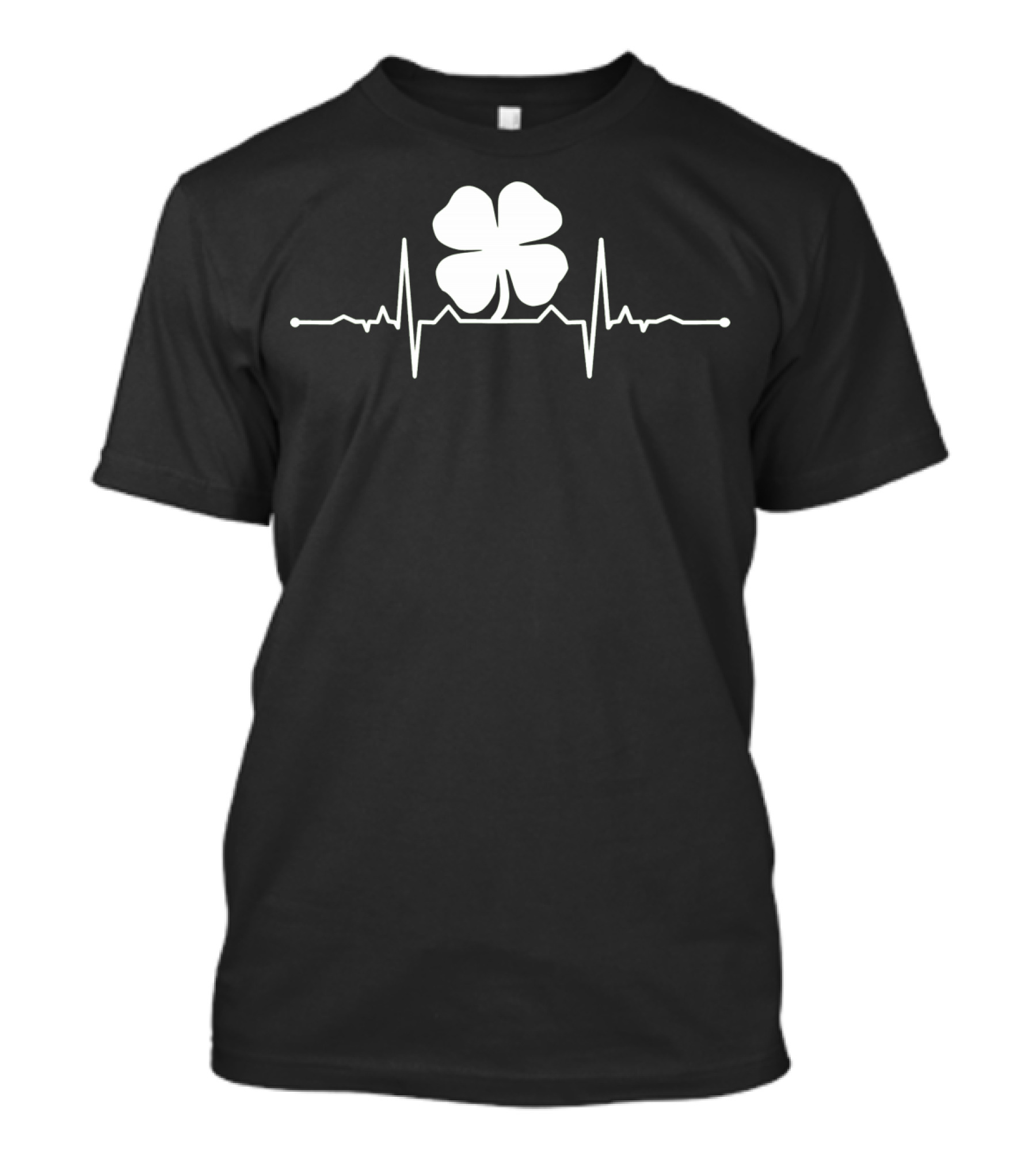 Heartbeat Irish Four Leaf Clover Pulsing EKG Shamrock T-Shirt