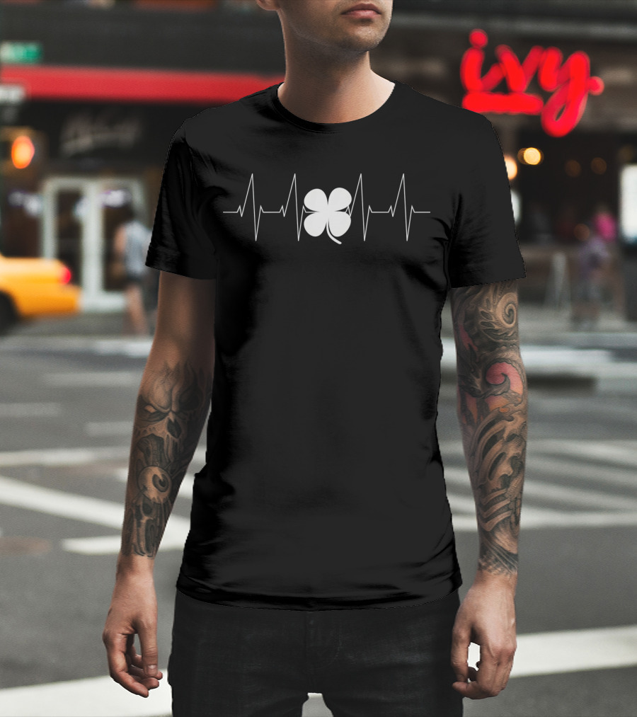 Irish Shamrock Heartbeat Best Apparel Luck T-Shirt
