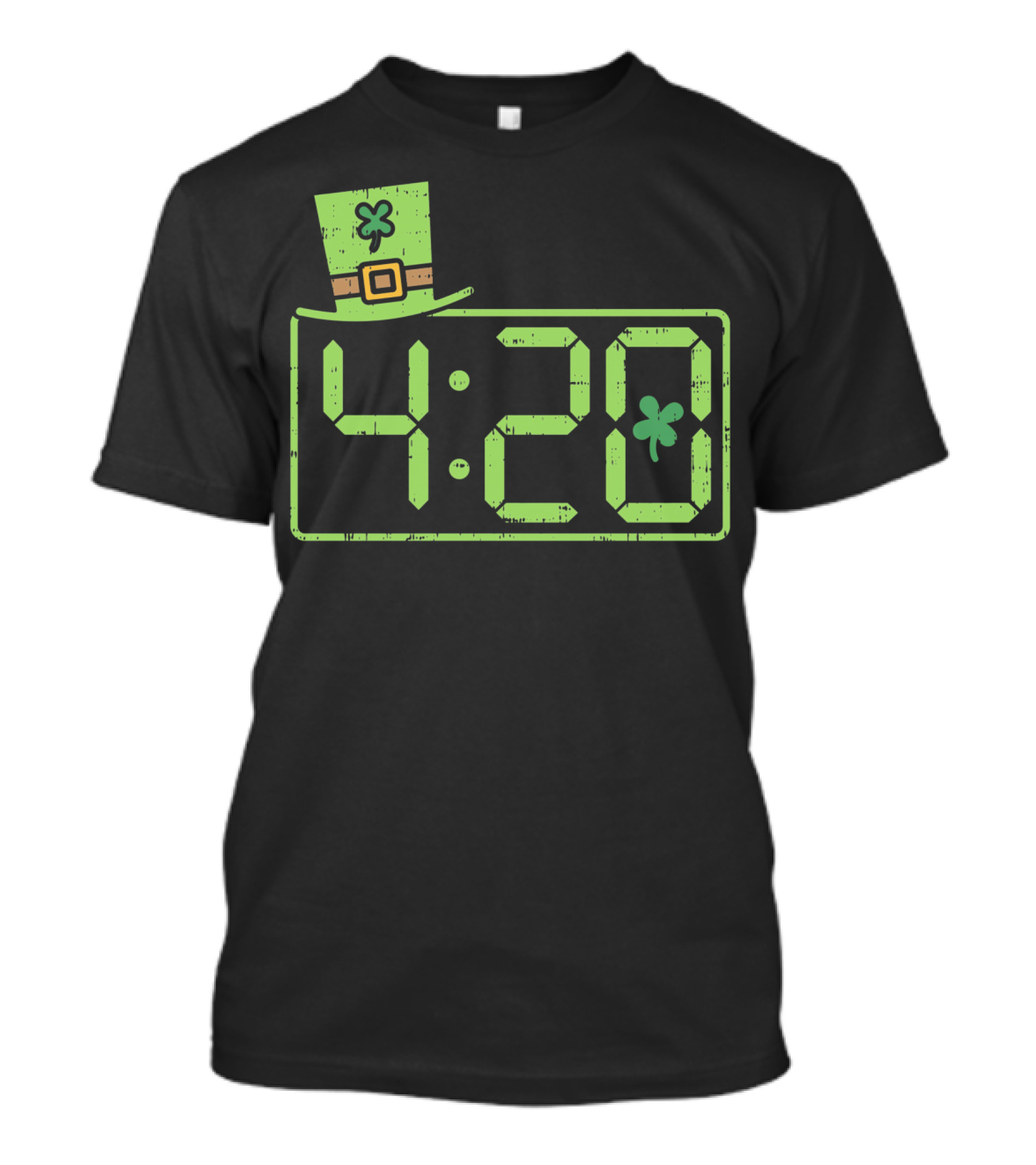 St Patricks Day 420 Clock With Leprechaun Hat And Shamrock T-Shirt