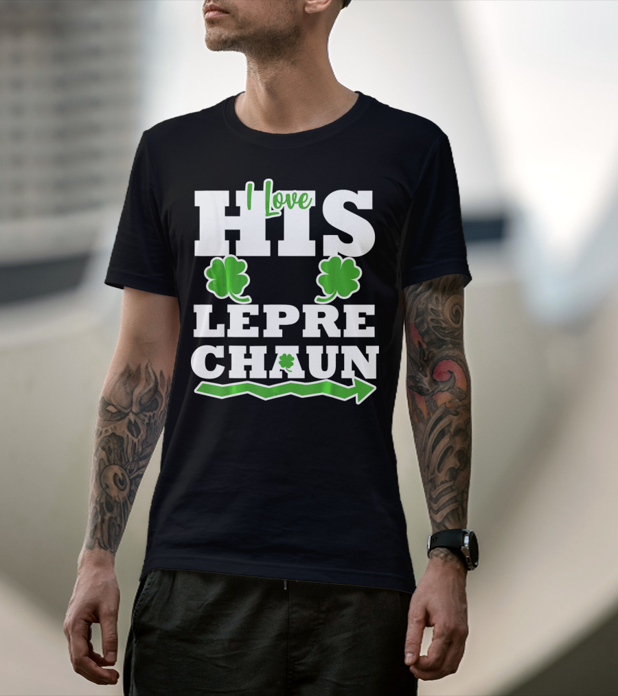 St Patricks Day Couples Love His Leprechaun Shamrock Arrow T-Shirt