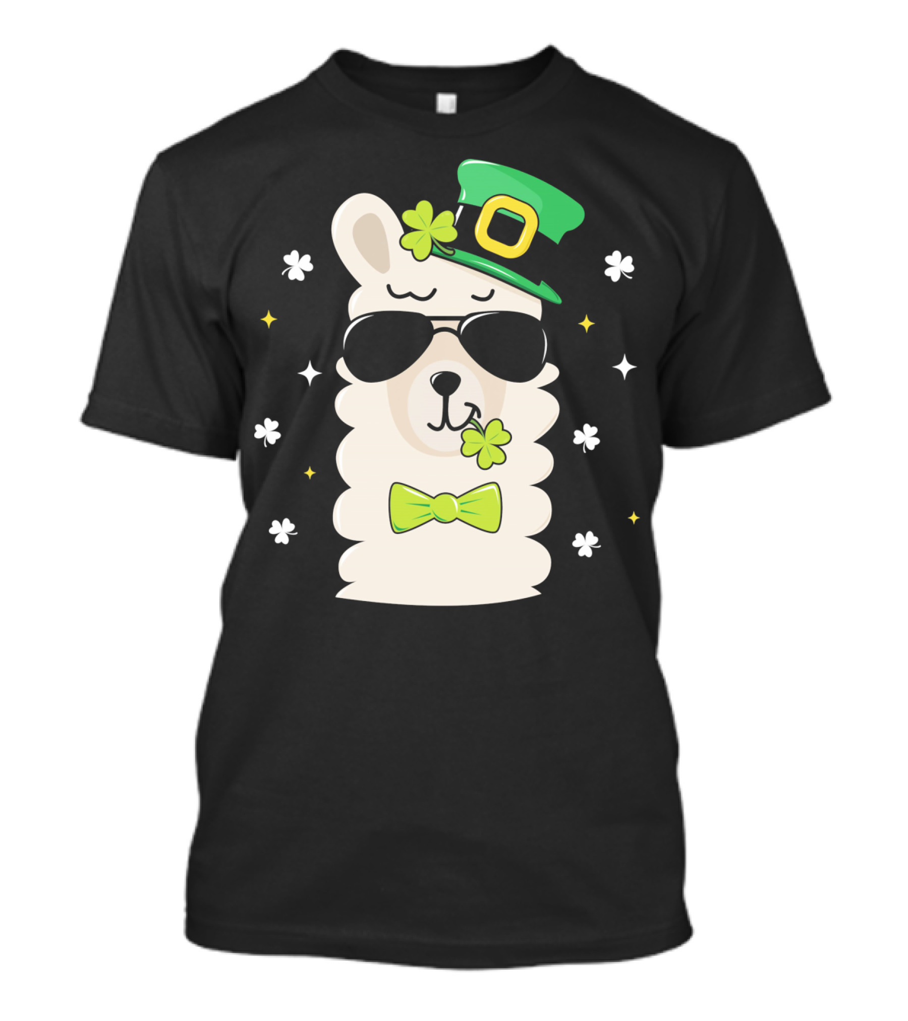 Llama Leprechaun Kids St Patricks Day Clover Hat Sunglasses Bow Tie T-Shirt