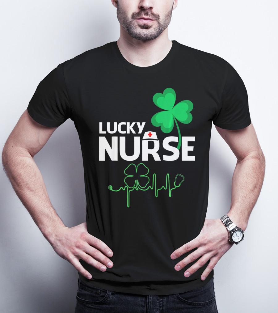 Lucky Nurse Shamrock Heartbeat St. Patricks Day T-Shirt