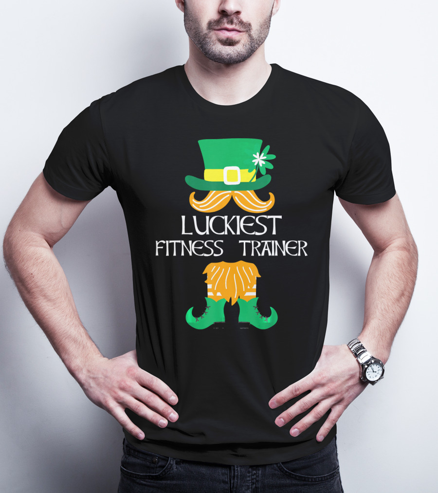 Luckiest Fitness Trainer Leprechaun Shamrock Hat And Boots T-Shirt